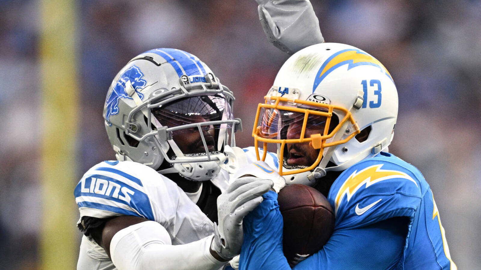 Watch: Chargers' Allen lands stiff arm of the century on Lions rookie ...