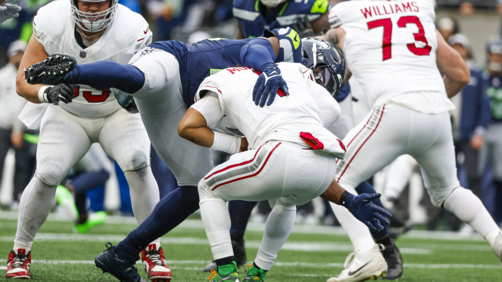 Seahawks Rookie LB Notches First Career Sack Early Against Kyler Murray ...