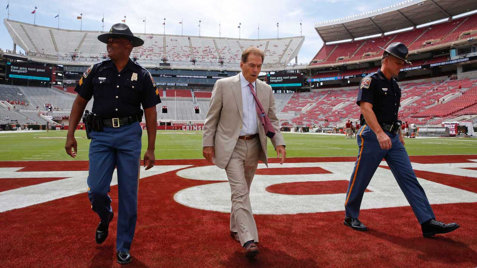 Nick Saban visits Chicago Bears training camp, former player Matt ...
