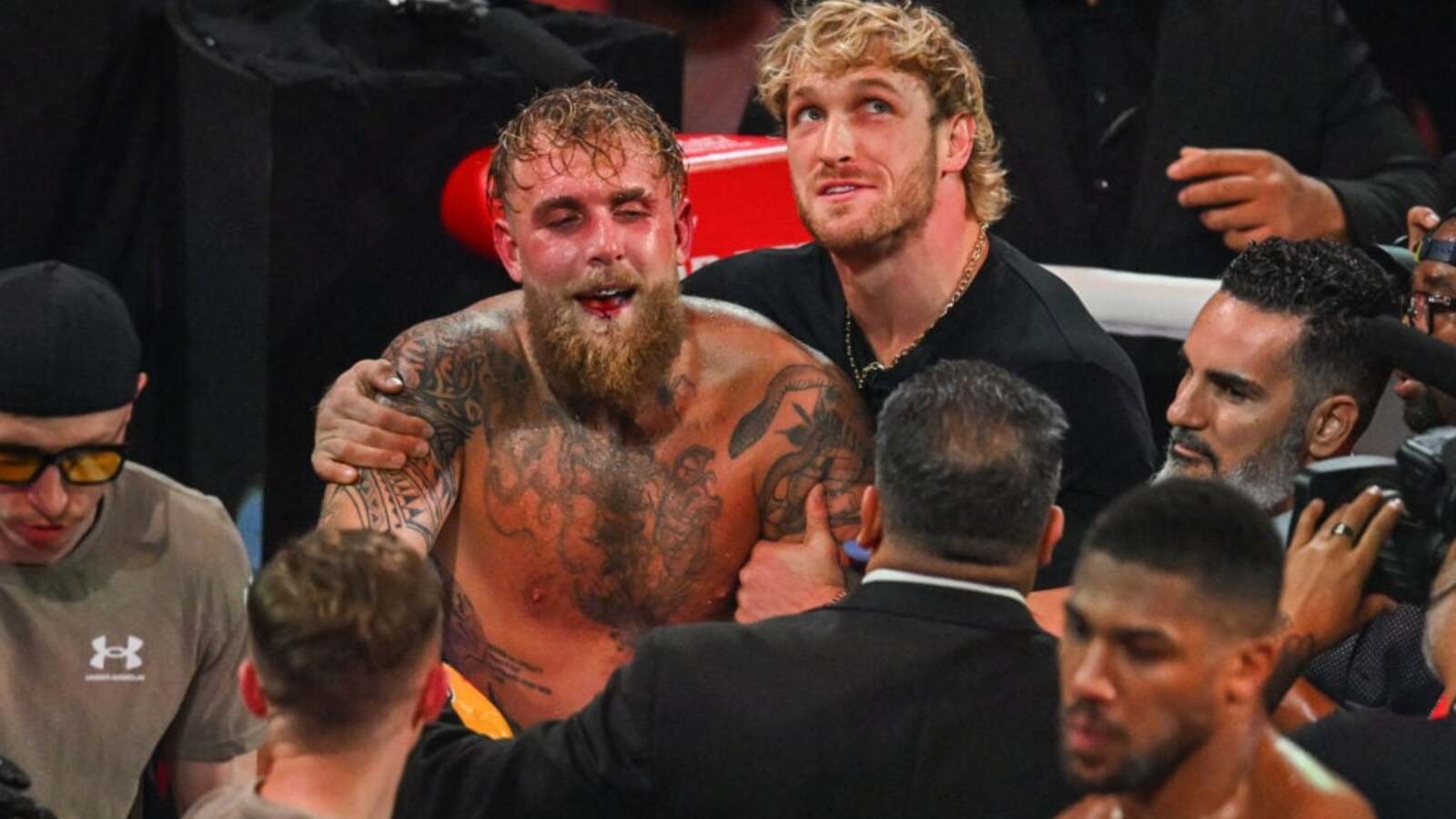 Logan Paul causes post-fight chaos after grabbing item belonging to ...