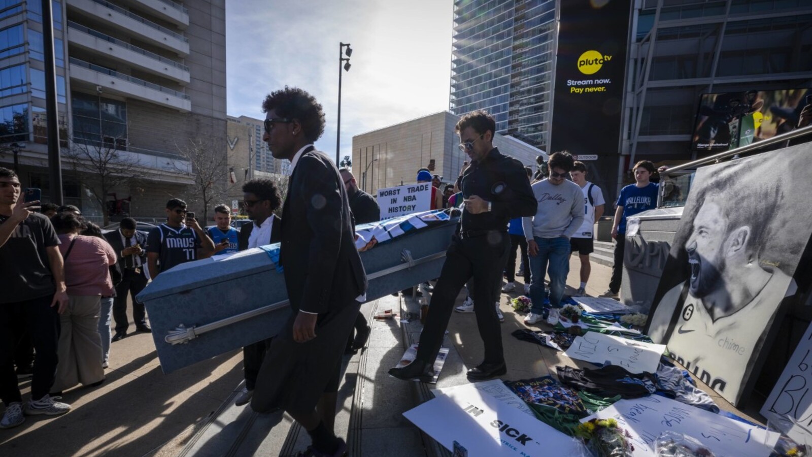 Mavericks Fans Protest Luka Doncic Trade By Bringing Coffin To American ...