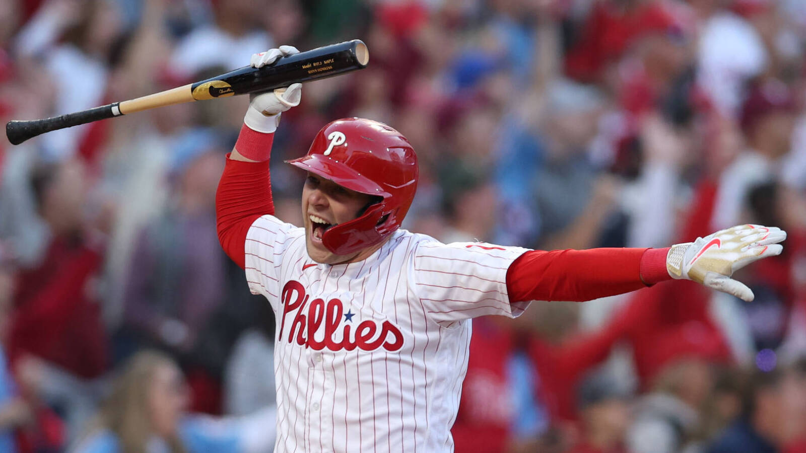 Rhys Hoskins spikes bat into ground after blasting three-run HR ...