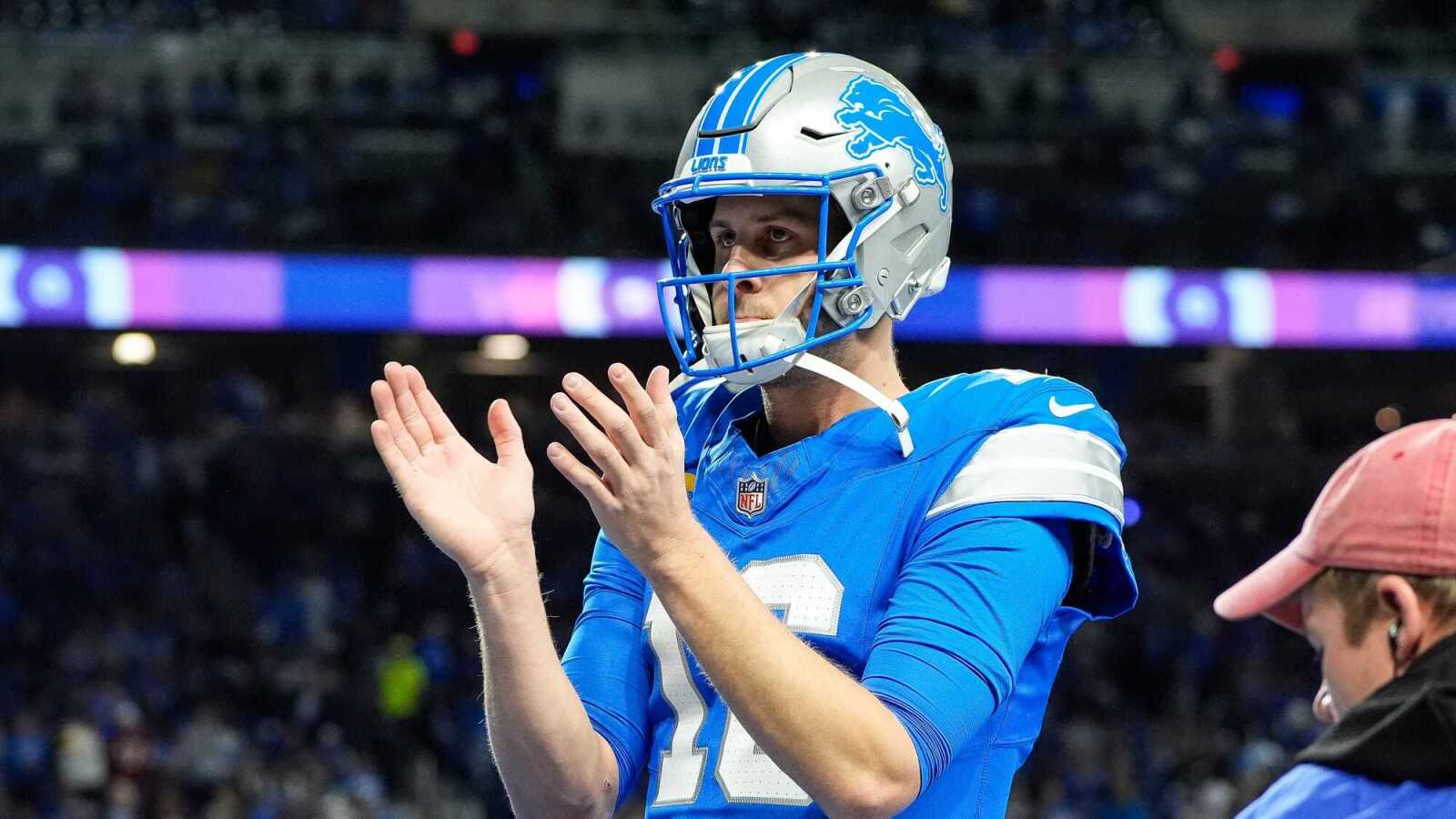 Jared Goff exits after taking brutal hit in playoff game against ...