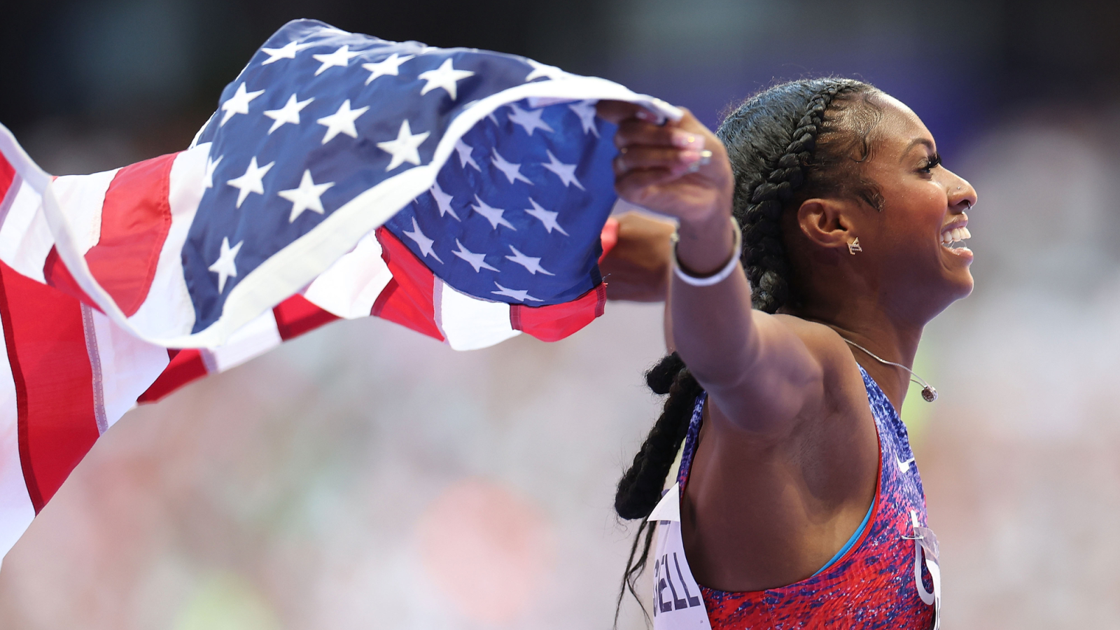 Masai Russell wins Olympic 100m hurdles gold medal in electrifying ...