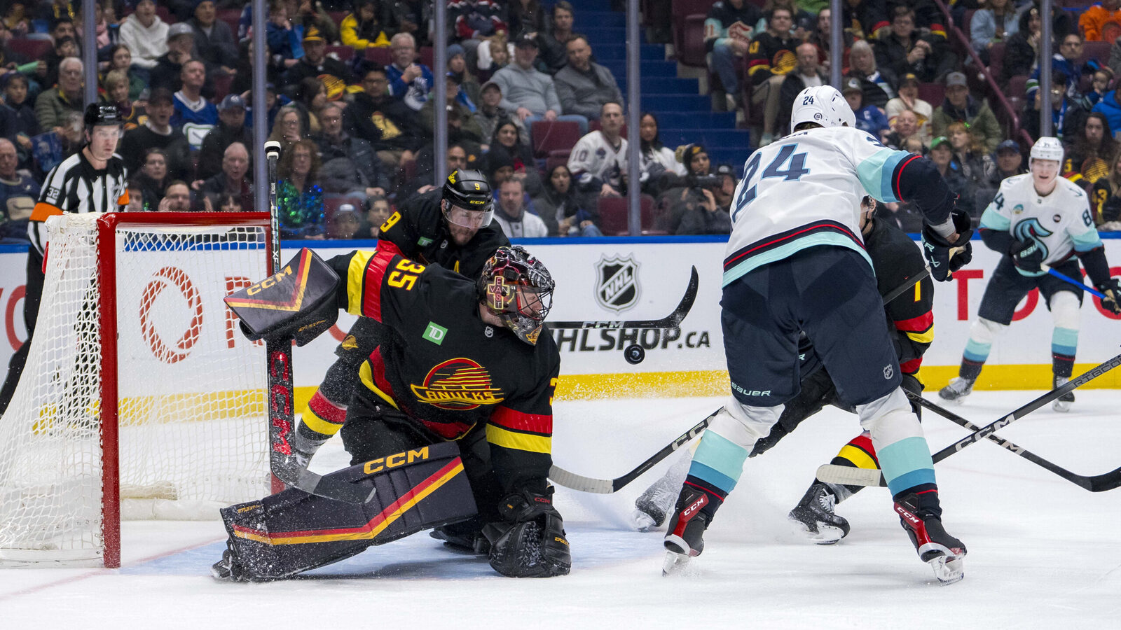 Scenes from morning skate: Thatcher Demko starts for Canucks vs. Kraken ...