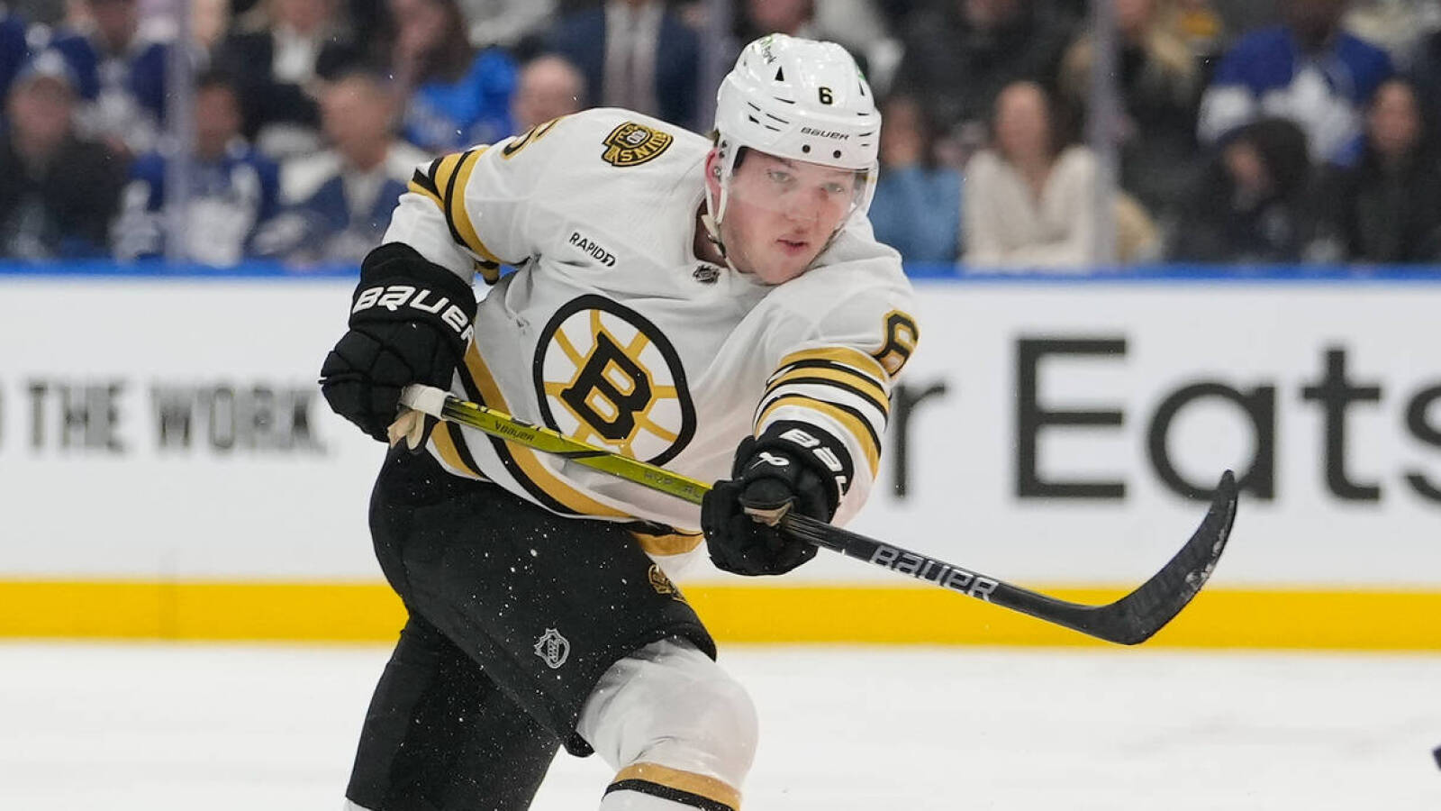 Watch: Bruins' Mason Lohrei breaks tie with incredible goal | Yardbarker