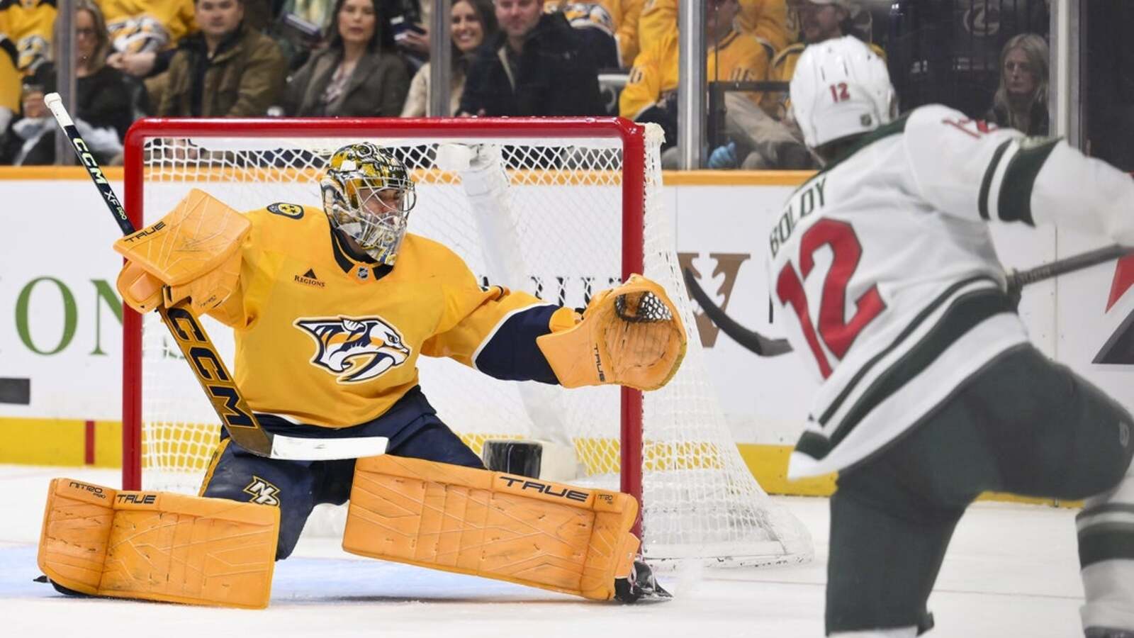 Matt Boldy nets hat trick in frenetic first as Wild outlast Predators ...
