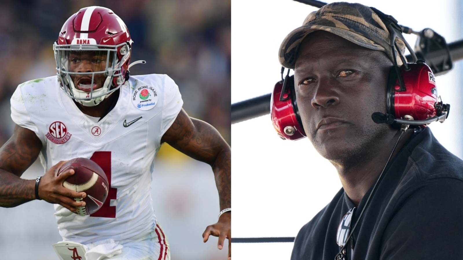 Jalen Milroe catches up with Michael Jordan at GEICO 500 in Talladega ...