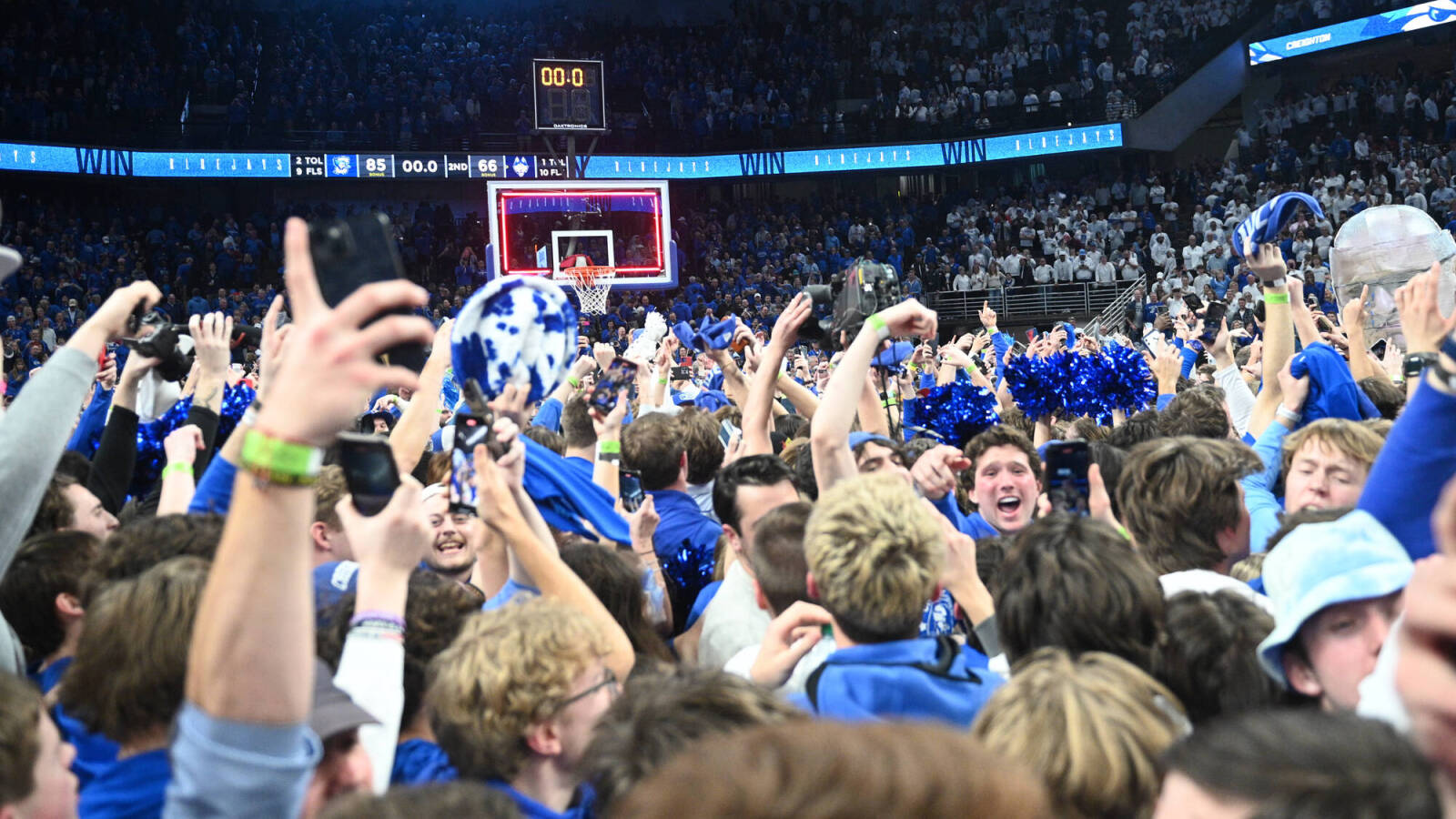 Watch: Creighton fans storm the court after upsetting No. 1 UConn ...