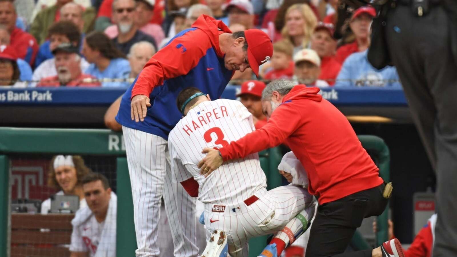Phillies star Bryce Harper hit on elbow by pitch; X-rays negative ...