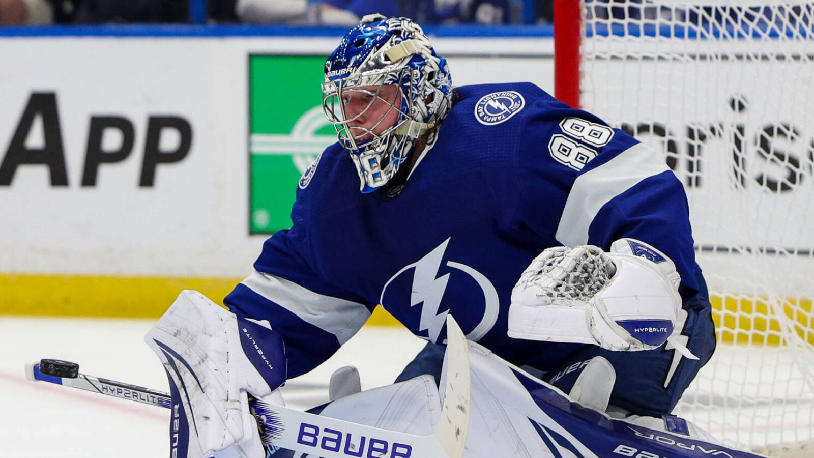 Watch: Lightning goalie distracted by fart during interview | Yardbarker