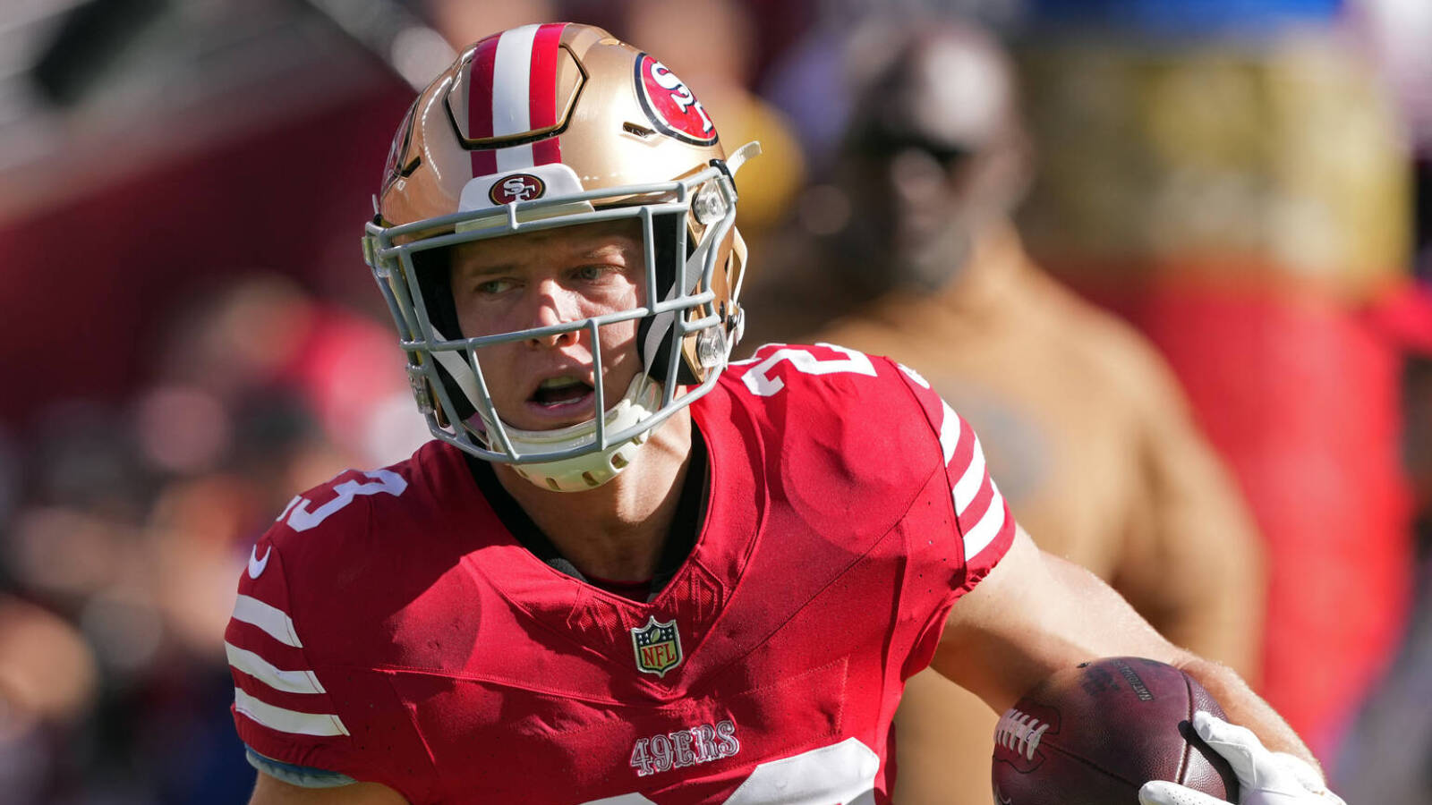 Everyone made the same joke about Christian McCaffrey's helmet moment ...