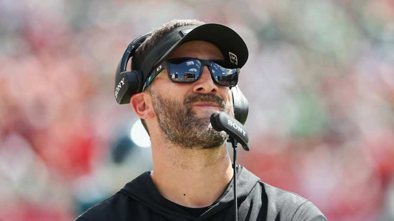 Cameras catch Eagles coach taking shots at Buccaneers QB Baker Mayfield ...