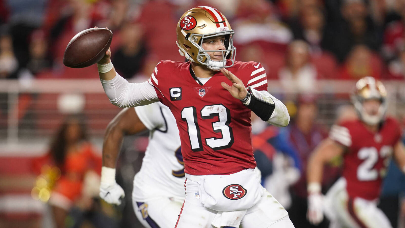 Watch: Funny postgame moment between Purdy, Harbaugh | Yardbarker