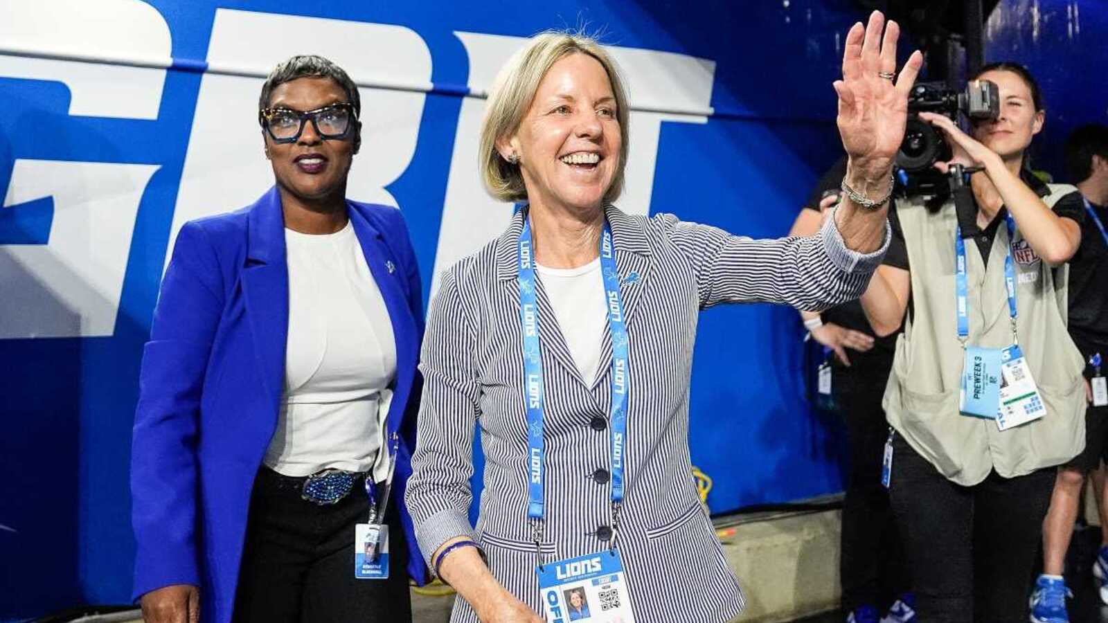 Lions owner Sheila Ford Hamp and quarterback Jared Goff are part of an ...