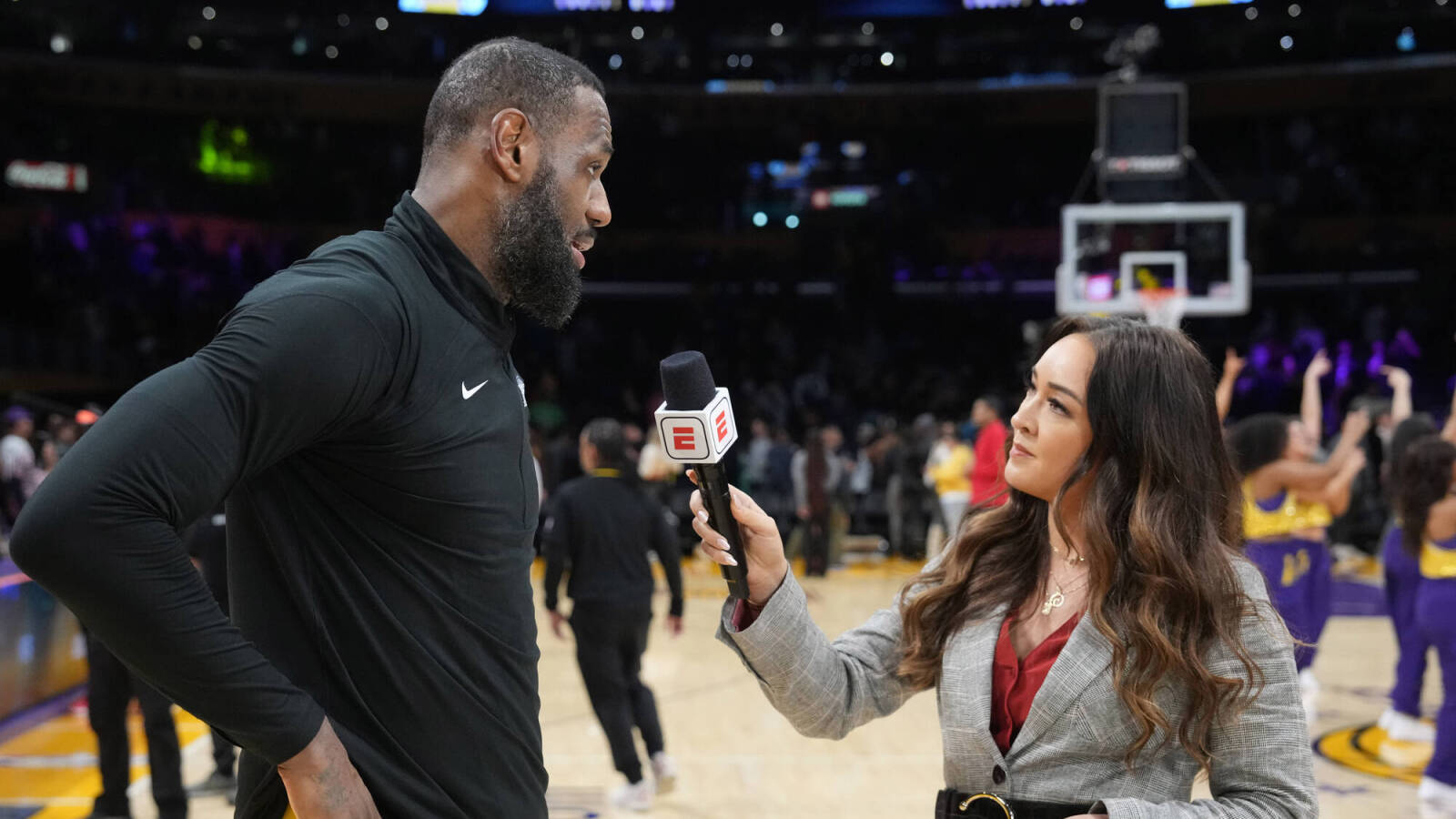 Watch: LeBron James gets distracted during interview by son's game on ...