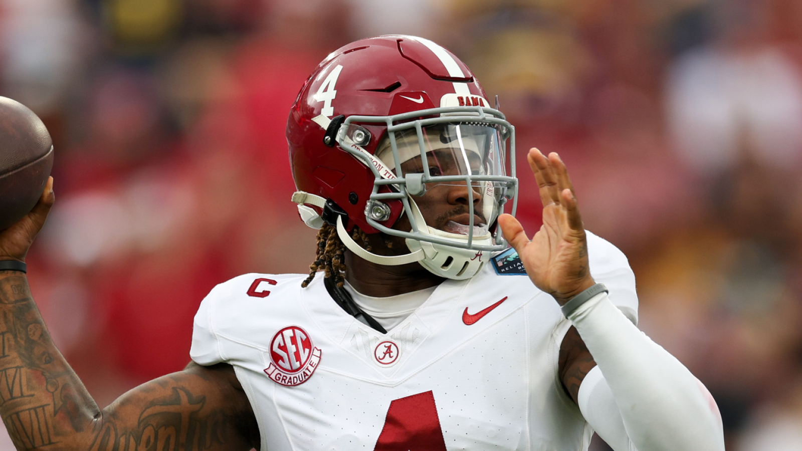 Watch: Alabama QB Jalen Milroe starts rolling, tossing 25-yard TD ...